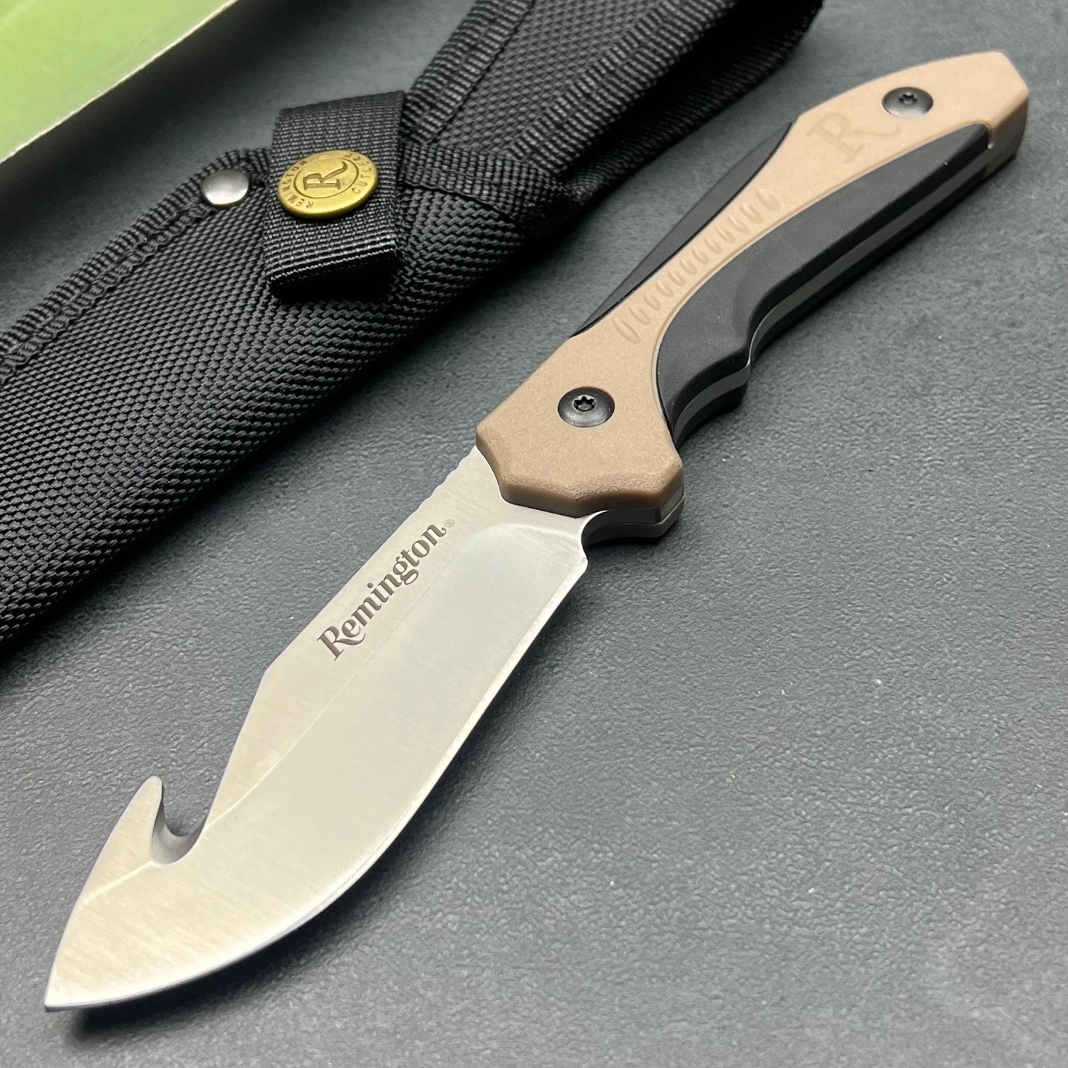 Remington Sportsman Gut hook Hunter fix blade knife. - Stay sharp Block ...